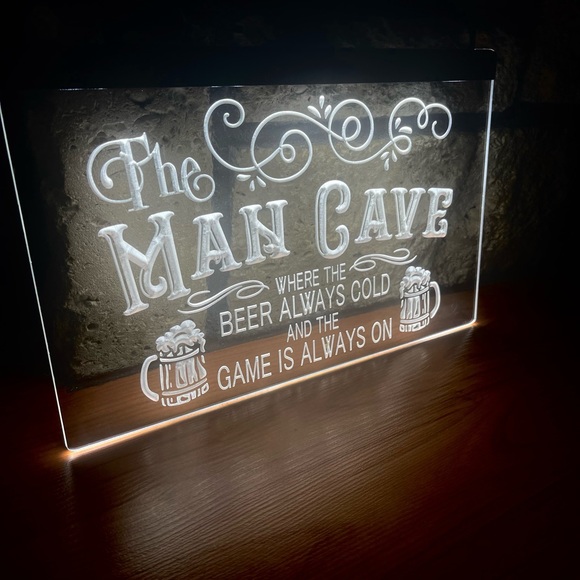 Other | Man Cave Led Neon White Light Sign 8x12 | Poshmark